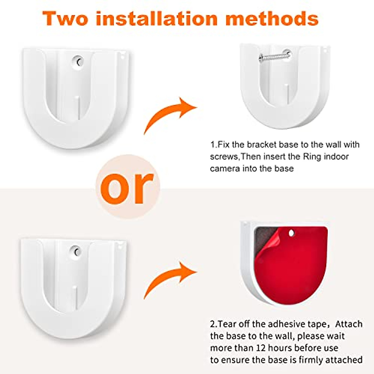 4 Pack Adhesive Wall Mount for Ring Indoor Cam, Strong VHB Stick On - Easy to Install, No Tools Needed, No Mess, No Drilling, Strong Adhesive Mount(Camera is not Included)