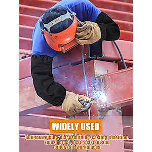 Zhanmai 4 Pairs 21 inches long Welding Sleeves, Heat and Flame Resistant Protective Cotton Canvas Sleeves, Welding Supplies Accessories Tools for Men Women, Black