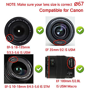 67MM Lens Cap Cover for Canon 77D 90D w/ EF-S 18-135mm Lens Cap Nikon D750 D780 w/ 18-105mm 16-85mm Lens Cap [2 Pack]