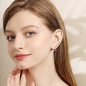 Sterling Silver Stud Earrings for Women, Silver Stud Earrings & Silver Hoop Earrings Set, Small Cartilage Sleepers Studs Hoops Earrings with Cubic Zirconia, Silver Earrings (3mm*3 + 12mm*1)