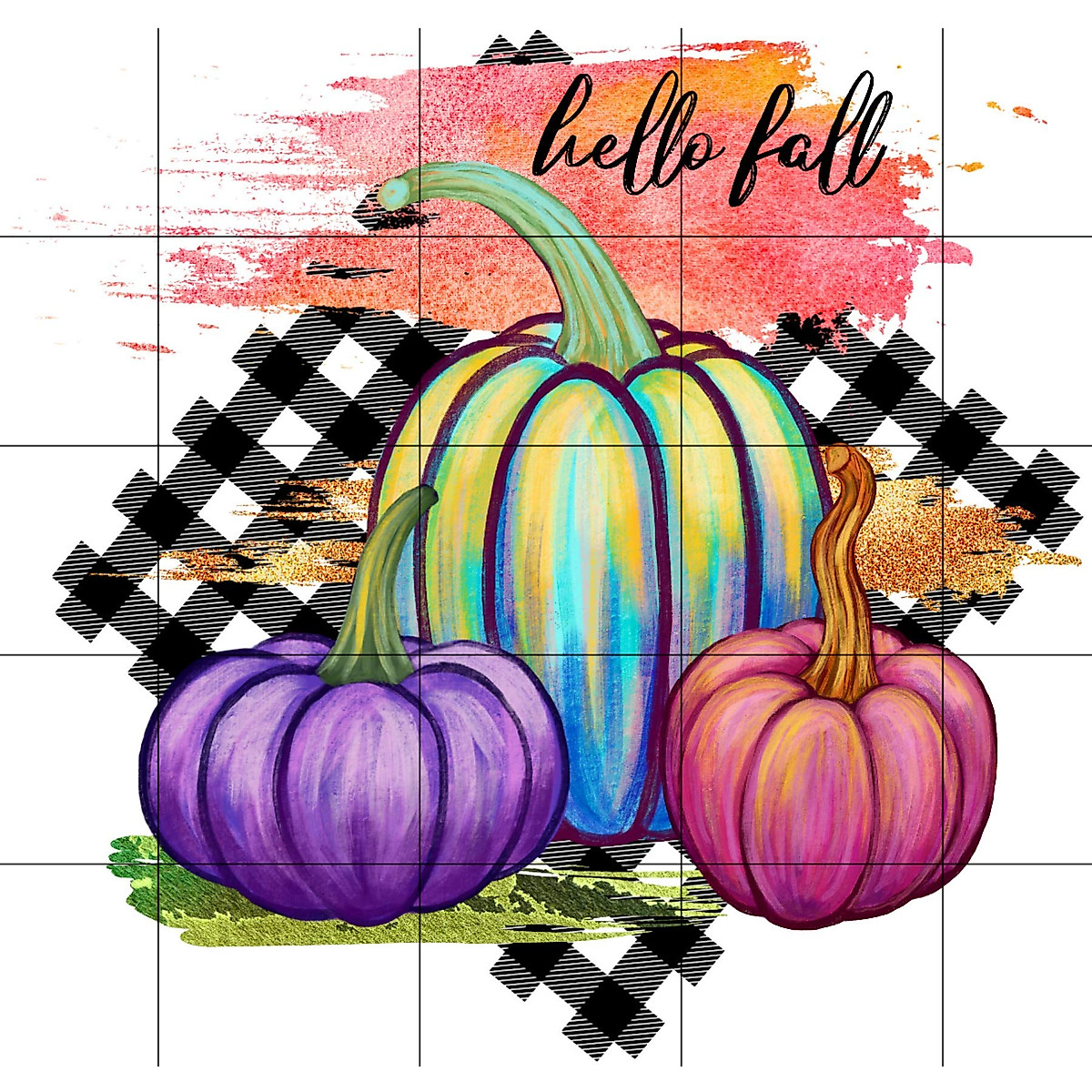 Hello Fall Pumpkins Sublimation Transfer, Plaid, Ready to Press, Autumn, Fall, Pumpkin Sub Transfer, Printed, Ready to Use, T-Shirt Size