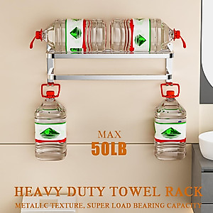 Generic NICETAKU 23inches Towel Racks for Bathroom Towel Shelf with Double Towel Bars Lavatory Wall Mount Holder with Hooks Stainless Steel Hotel Bath Rack (Silver)