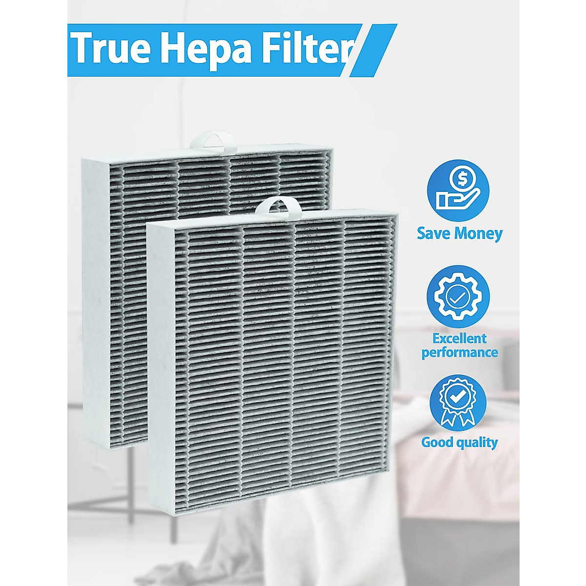 BBT BAMBOOST 5400 ComboFilter Compatible with Blueair DustMagnet 5400 Series, 5410i, 5440i Air Purifier, 2-in-1 HEPA Dustmagnet 5400 ComboFilter, 2 Pack