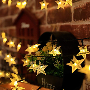 SMATOLS Solar Christmas Snowflake String Lights,50 LED Waterproof Multicolor Fairy Lights for Garden