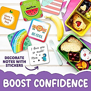 100 (50 Designs) Lunch Box Notes for Kids, Writable Children School Lunch Box Notes for Girls & Boys , Lunch Notes for Kids , Lunch Box Notes for Kids with 2 Complimentary Sticker Sheets