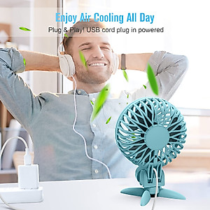 BESKAR Personal USB Desk Fan, CVT Variable Speeds Small Cooling Fan, Strong Wind, Quiet Operation, Adjustable Tilt, Mini Portable Fan for Desktop Office Bed Travel - USB Cord Plug in Powered