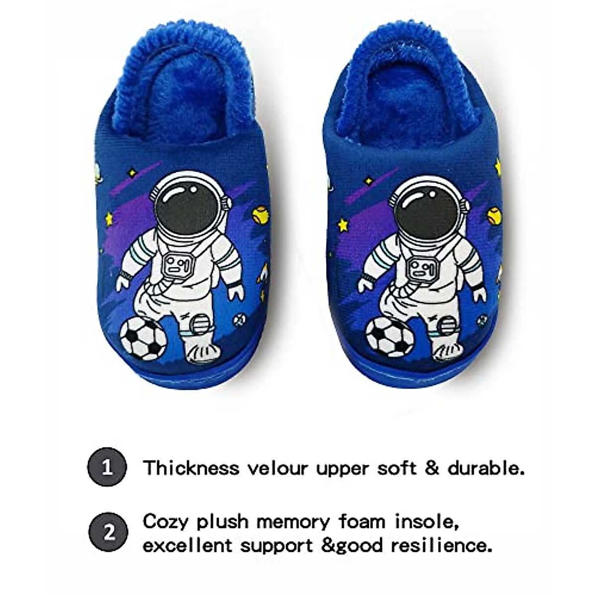 SEBELLST Baby Infant Slippers for Boys Toddler Slippers Kids Warm Fuzzy Slide Cute Cartoon Non Slip Winter Plush Indoor House Shoes Slippers (Blue, 3-4 Years Old)