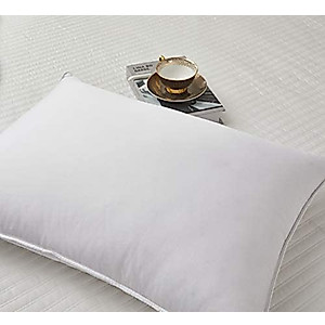 Serta 233 Thread Count White Feather Goose Down Pillow 100% Cotton King Size 2 Pack Pillow for Back Sleeper