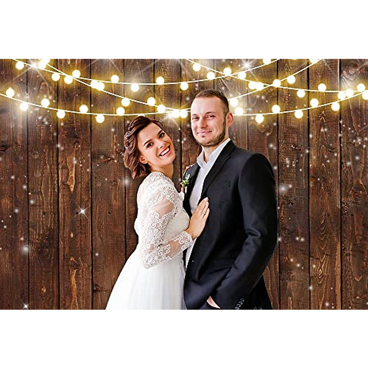Mocsicka Rustic Wood Photography Backdrop Glitter Lights Vintage Wooden Backdrops 7x5ft Rustic Wedding Birthday I do BBQ Baby Shower Bridal Shower Background Party Studio Props
