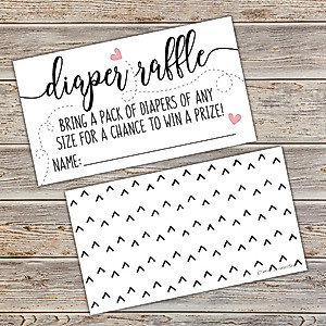 50 Sweet Heart Diaper Raffle Tickets | Gender Neutral Baby Shower Game