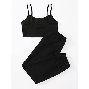 SOLY HUX Girl's 2 Piece Outfits Butterfly Cami Crop Tops and Sweatpants Set