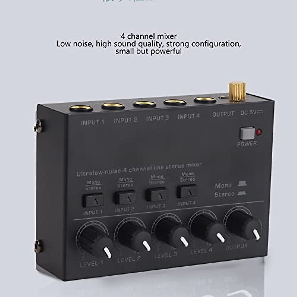 4 Channel Line Mixer, High Sound Quality Simple Operation Mode 4 Channel Studio Headphone Amplifier Independent Volume Control for Studio(#3)