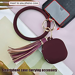 OLEBAND Galaxy Buds 2 Pro/Buds Live/Buds Pro Case Cover with Fashion Tassels and Wrist Ring,Slicone Protectiver Cover for Women and Girls,Burgundy