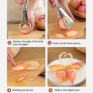 Stainless Steel Fruit Carving Knife, Antislip Engraving Blades Fruit Carving Tool V Shape Channel Knife Triangular Shape Vegetable Knife DIY Food Carving for Home Kitchen