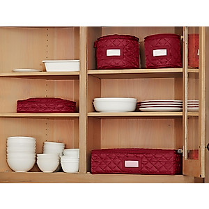 Covermates Keepsakes - Serveware Storage - Padded Protection - ID Window - Stain Resistant - Machine Washable - China Storage, Red