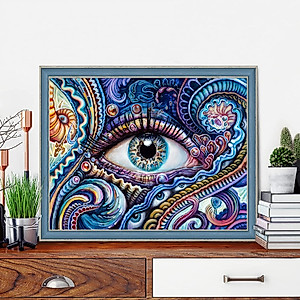 GemZono Mandala diamond painting Diamond Painting Kits for Adults Beginners 5D Paint with Mandala Eye Diamond Full Drill for Parents for Home Wall Decor(12x16inch/30×40cm)