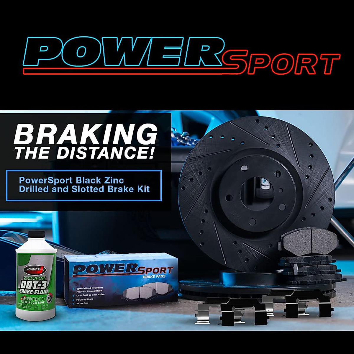 Power Sport Front Brakes and Rotors Kit |Front Brake Pads| Brake Rotors and Pads|Ceramic Brake Pads and Rotors|Hardware Kit BBC1.42129.42