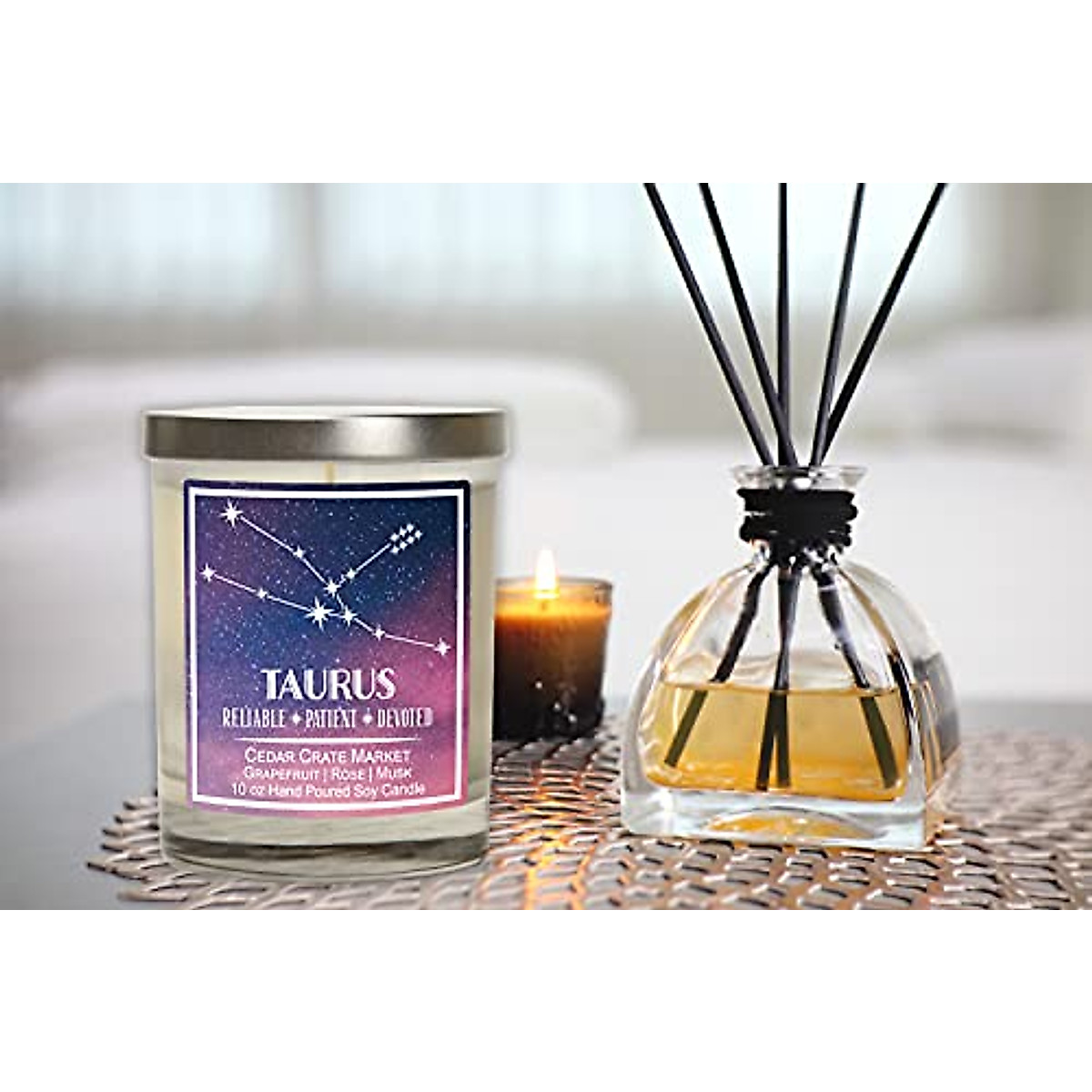 Taurus Astrology Candle - Best Friends, Friendship Gifts for Women,  Men, Zodiac Birthday Gift for Taurus Friends Female, Taurus Lovers, Horoscope Candle, Taurus Constellation