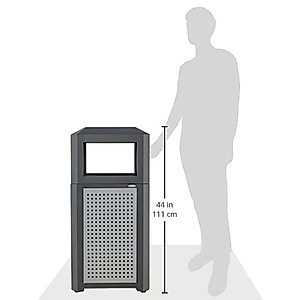 Safco Products Evos Outdoor/Indoor Trash Can with Perforated Galvanized Steel Panel, 15 Gallon, Black