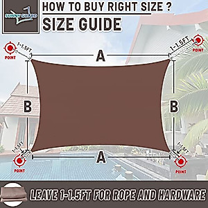 SUNNY GUARD Sun Shade Sail 6.5' x 10'Rectangle Brown UV Block Sunshade for Backyard Yard Deck Patio Garden Outdoor Activities and Facility