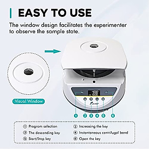 LAB FISH Lab Benchtop Centrifuge Machine 8 x 2ml/5ml/10ml/15ml Capacity Test Tubes,Low Speed 500-5000r/min,Max 3074xg RCF