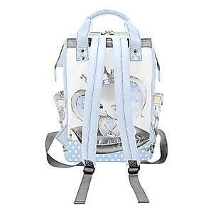 XOZOTY Personalized Elephant Diaper Bag Backpack with Name Custom Nursing Baby Bags Shoulders Travel Bag Daypack