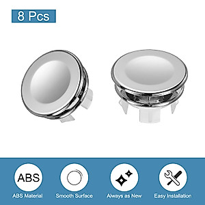 uxcell 8pcs Sink Overflow Rings, Bathroom Kitchen Basin Trim Bath Sink Hole Round Head Double Layer Plastic Overflow Drain Cover Insert in Hole (Silver Tone, White)