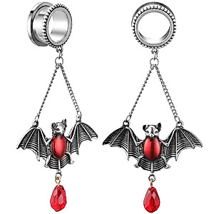 TBOSEN 6PCS Set Stainless Steel Retro Large Dangle Bridal Ear Gauges Tunnels Plug Stretching Tapers Screw Fit Tunnels 2g-1" in 6mm-25mm(00g)