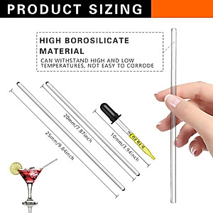 6PCS Glass Stir Sticks Lab Glass Stirring Rod 8"X2 10"X2 with Both Ends Round and 3PCS Glass Graduated Droppers 4"X2 for Science Lab Kitchen Science Education (9)