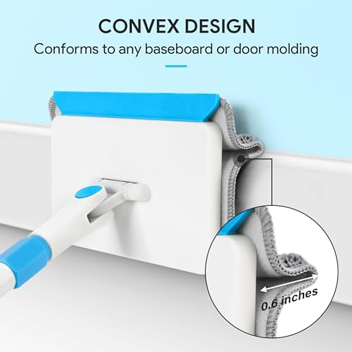 Lshfjnd Baseboard Cleaner Tool with Long Handle,Wall Cleaner Mop with Extendable Handle,Duster Cleaning Tools Mop for Baseboard Floor Skirting Board,Ceiling Wall Window Cleaner with 4 Reusable Pads