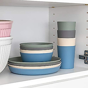 WeeSprout Bamboo Kids Bowls, Set of Four 10 oz Kid-Sized Bamboo Bowls, Dishwasher Safe Kid Bowls (Blue, Green, Gray, & Beige)