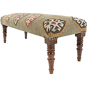 Artistic Weavers Sandoval Global Jute Upholstered Bench, 18" H x 48" W x 16" D, Dark Green