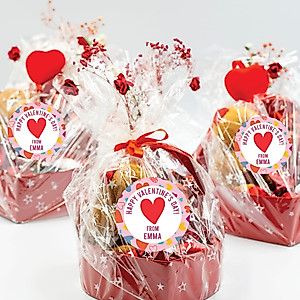 Personalized Valentine's Day Stickers, Custom Happy Valentine's Day Stickers, Valentines Labels, Round Valentines Party Favors, Gift Sticker, VP2304