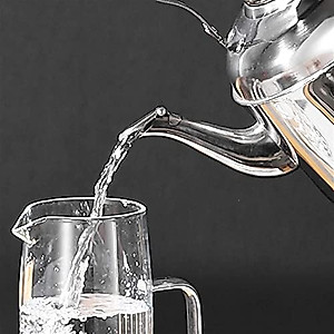 Food Grade Stainless Steel Tea Kettle Stove Top Whistling Silver Teapot,Large Capacity,Gas Electric Applicable (Size : 4L)