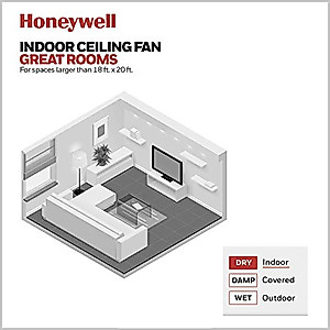 Honeywell Ceiling Fans Kaliza - 56-in Dual Mount Indoor - LED Ceiling Fan with Light - Contemporary Room Fan with Dual Finish Blades - Model 51035-01 (Gun Metal)