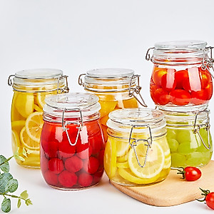 Glass Jars With Airtight Lid 24 Oz (Set Of 2) Wide Mouth Mason Glass Sealed Storage Canisters Leakproof For Coffee Sugar Nuts Spice Refrigerator Pickles & Preserves Tea For Fridge Kitchen Pantry