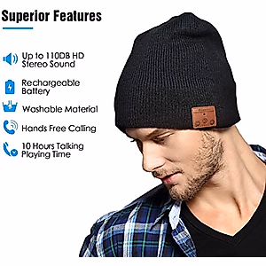 ZRUHIG Bluetooth Beanie,Stereo Knit Music Hat with Bluetooth V5.0 Wireless Hats Headphone Upgraded Unisex Knit Bluetooth Beanie Suitable for Outdoor Sports,Gift