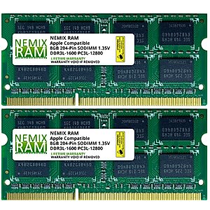 NEMIX RAM 16GB Kit (2x8GB Upgrade) DDR3-1600 SODIMM PC3-12800 for Apple MacBook Pro Mid 2012 / iMac Late 2012 / iMac 2013, Late 2014, Mid 2015, Mac Mini Late 2012