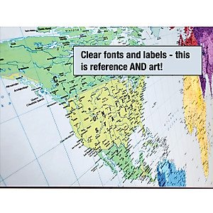 Updated Peters Projection World Map | Laminated 36" x 24” Map | Developed by Arno Peters | Most Proportionally-Accurate Land Mass Depiction | Country Size & Scale is True, Unlike Most Maps | Major Countries, Cities, & Bodies of Water Labeled