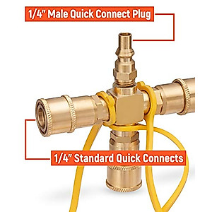 GASPRO Propane Splitter, 3 Ways 1/4inch RV Propane Quick Connect Fitting, Quick Disconnect Adapter for RV, Trailer, Camper, Connect to Propane Quick Connect Hose