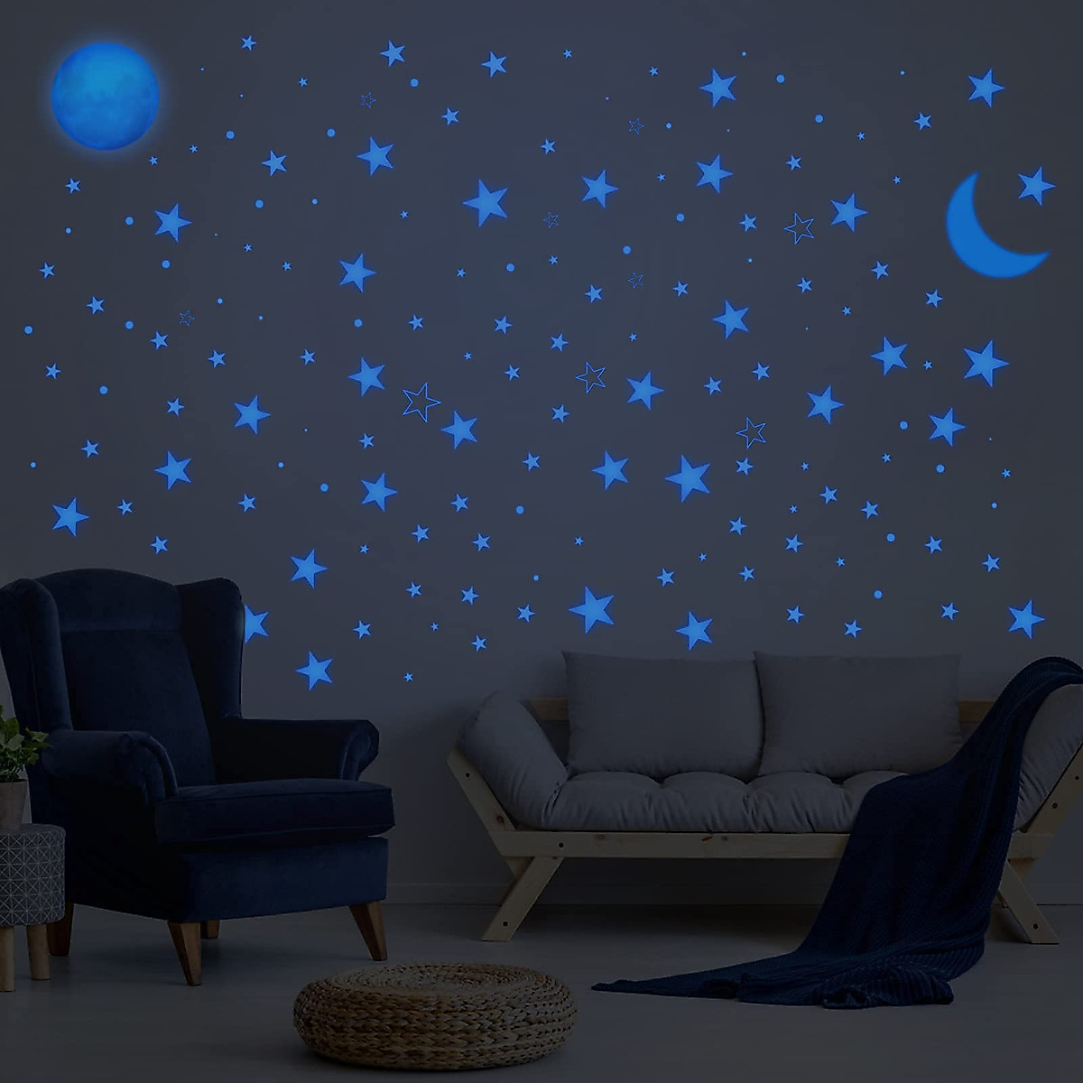 GWHOLE 1085 Pcs Glow in The Dark Stars Stickers Ceiling Wall Decals Moon Stickers for Kids Nursery Bedroom Home Decorations Kids Birthday Gift