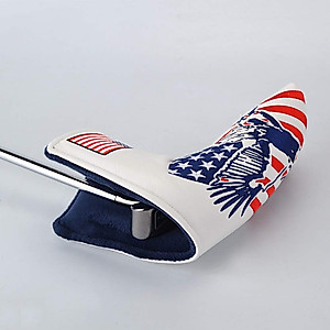 PLUSKER Golf Club Head Cover USA Flag and Eagle Pattern for Blade Putter Magnetic Closure Patriotic Headcover