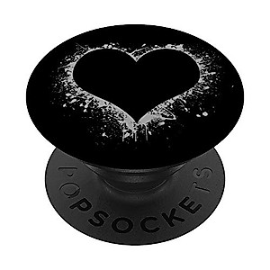 Heart Black PopSockets Swappable PopGrip