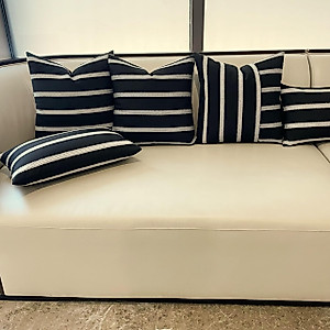 Slow Cow Decorative Stripe Throw Pillow Cover Modern Country Design Cushion Cover Pillow Cover 18 x18 Inches Black Mixed Off White