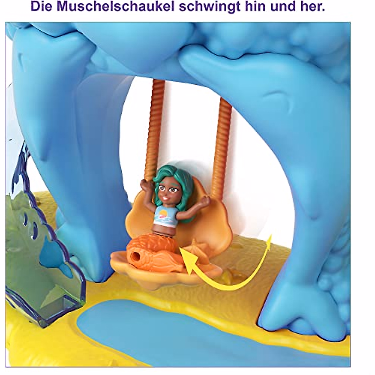 Polly Pocket Rainbow Funland Mermaid Cove Ride Playset, Polly & Mermaid Dolls, Accessories, Dispenser Feature for Surprises, Great Gift for Ages 4 & Up