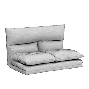 Merax Floor Sofa, Foldable Lazy Sofa Sleeper Bed, Adjustable Lounge Sofa Gaming Sofa Floor Couches with 5-Position for Bedroom, Living Room, and Balcony, Burgundy, Grey