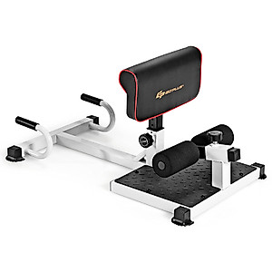 Goplus Deep Sissy Squat Machine, 3-in-1 Hip Thrust Sit up Exercise Equipment for Core Training, Sit-ups, Push-ups, Leg Exercises, Glute Workout Station Sissy Squat Bench for Home Gym Use
