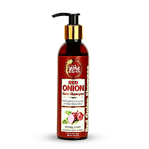 Red Onion Shampoo with Caffeine, Curry Leaf, and Indian Alkanet Root – Advanced Formula for Hair Fall Control, Split Ends Repair, and Dandruff Reduction – Gentle & Chemical-Free – 200ml