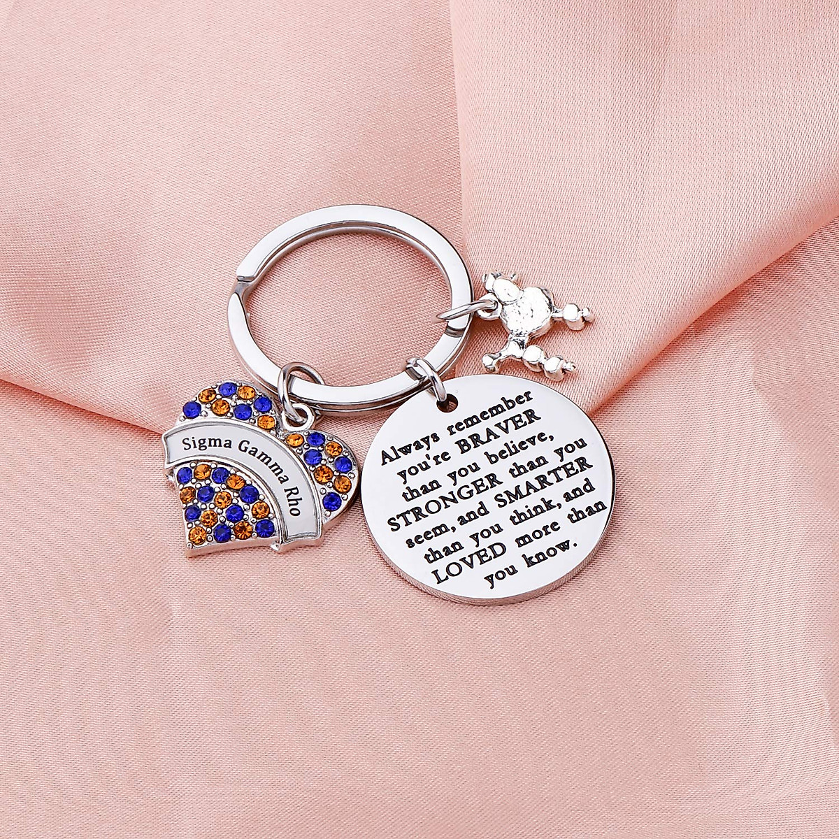 WSNANG SGRho Sorority Gift You are Braver Than You Think Keychain Greek Sorority Jewelry (SGR Always KC)