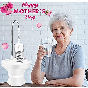 White Drinking Water Dispenser Pump, Automatic Electric Drinking Water Bottle Pump for 1-5 Gallon Water Jugs, USB Rechargeable with The Switch Control, Portable for Home, Kitchen, Office, Camping